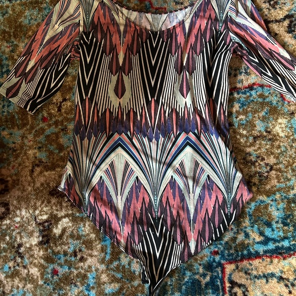 Tops | Funky Cool Body Suit Art Deco Western Design | Poshmark